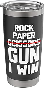 Amazon.com | Rock, Paper, Gun (I Win) - Funny Gun Owner Guns Ammo Gun ...
