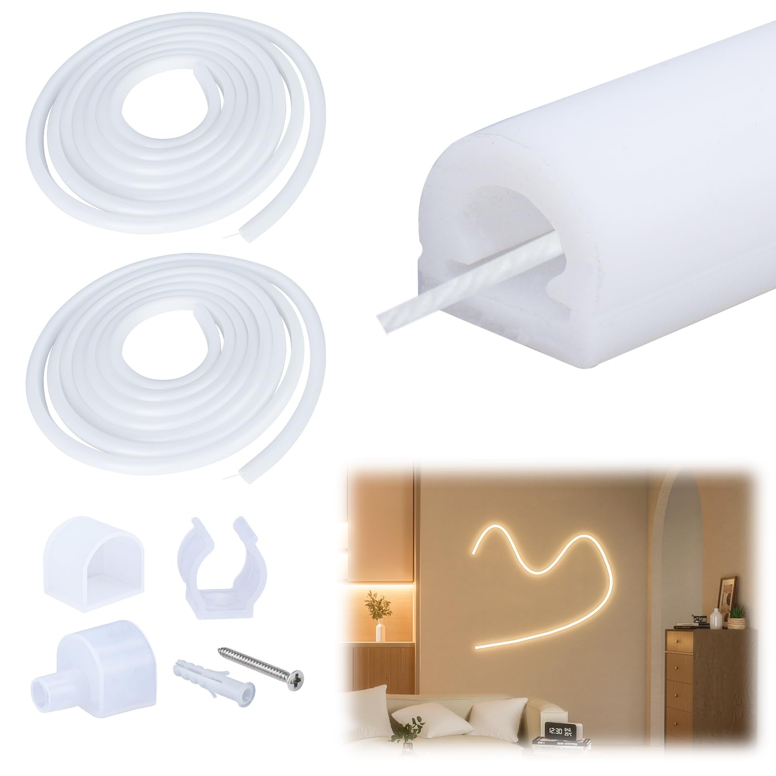 Amazon.com: Muzata 2Pack 16.5FT/5M Silicone LED Channel IP67 Waterproof ...