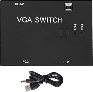 VGA Switcher, 2 in 1 Out 2 PC to 1 Monitor VGA Switch Box Computer ...