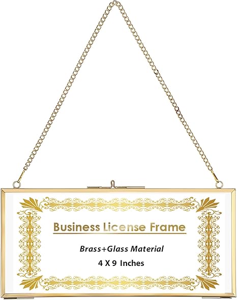 Amazon.com - JUXYES Wall Hanging Business License Frame Brass License ...