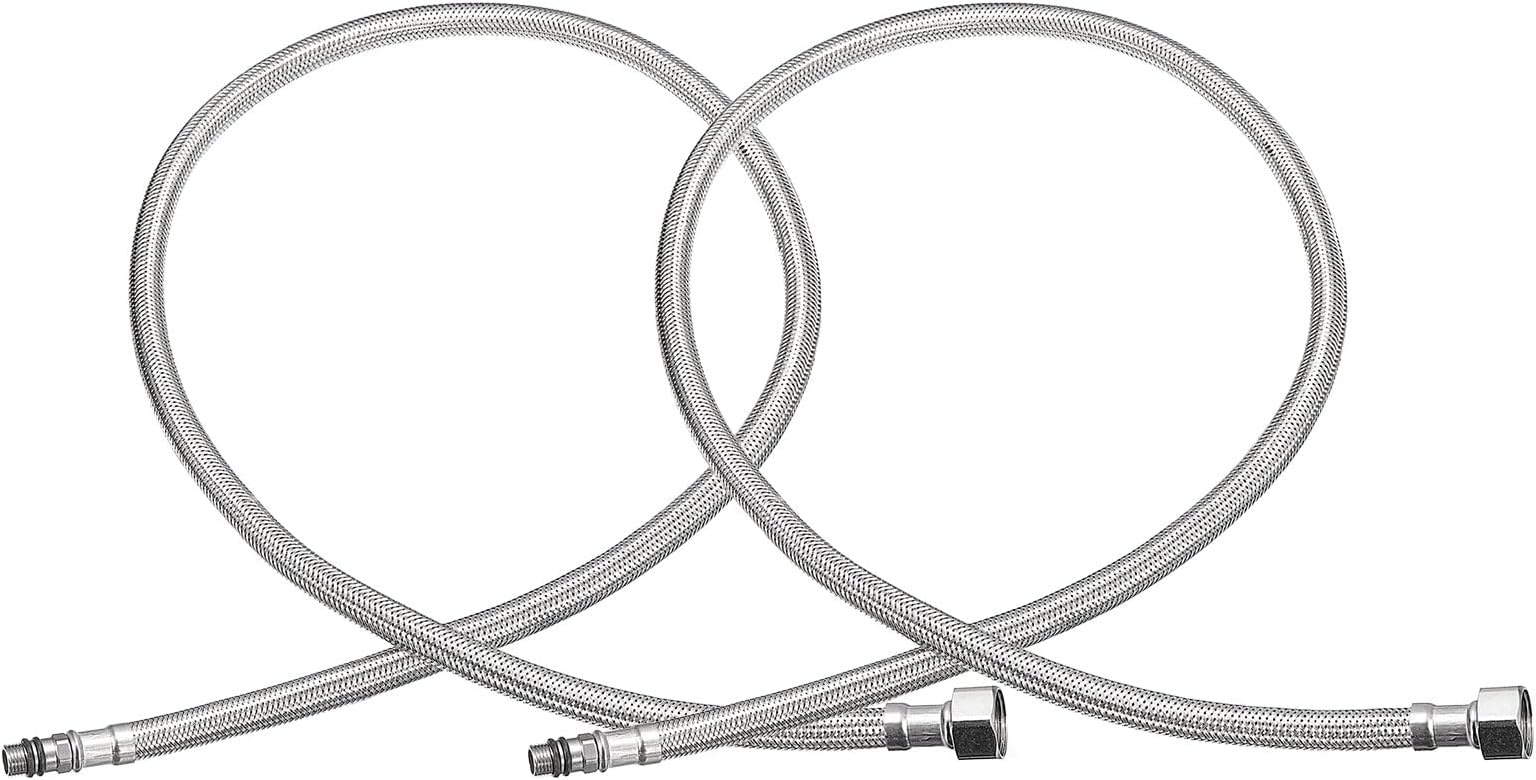 uxcell 40 Inch Long Faucet Supply Line Connector, 2pcs 3/8 Inch Female ...