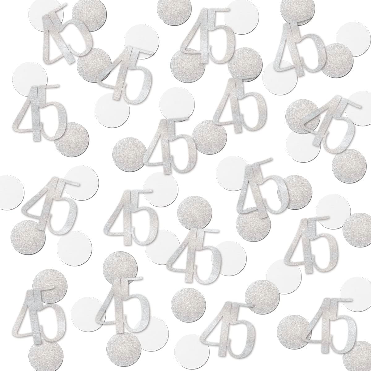 Amazon.com: Silver Glitter 45 Confetti, 45th Birthday Number Confetti ...