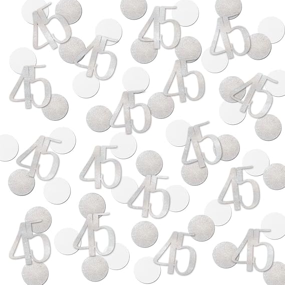 Amazon.com: Silver Glitter 45 Confetti, 45th Birthday Number Confetti ...