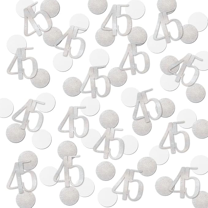 Amazon.com: Silver Glitter 45 Confetti, 45th Birthday Number Confetti ...