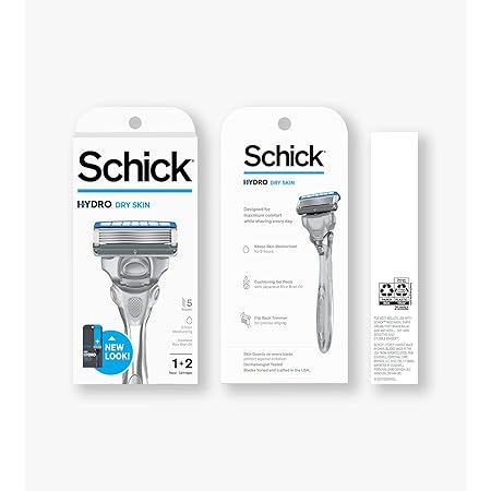 Amazon.com: Schick, Hydro Dry Skin Men's 5-Blade Razor Handle + 2 ...