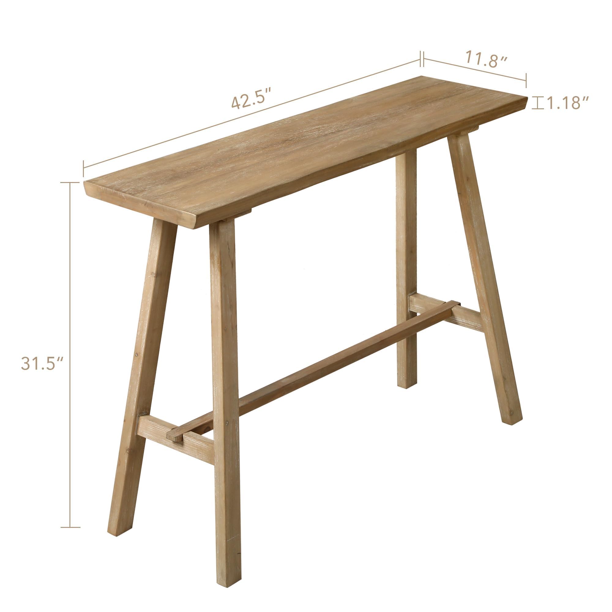 Snapklik.com : 43" Long Farmhouse Console Table, Rustic Solid Wood Sofa Table, Narrow Long ...