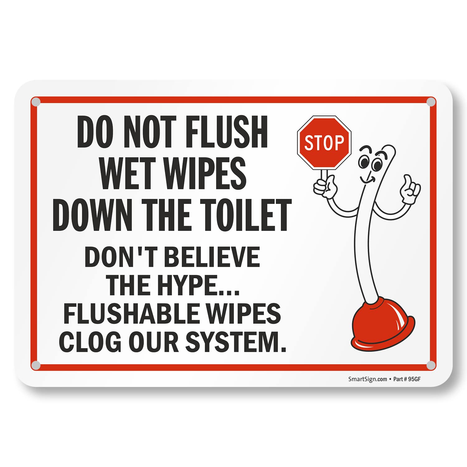 Amazon.com: SmartSign 7 x 10 inch “Do Not Flush Wet Wipes Down The ...