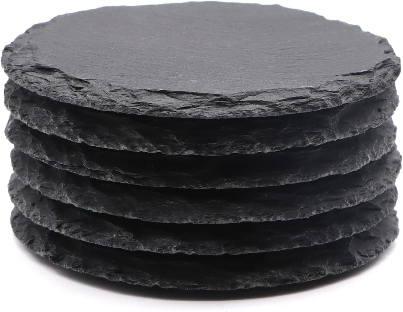 Amazon.com: 6 Pack Round Slate Drink Coasters, VIBRATITE 4 Inch Black ...