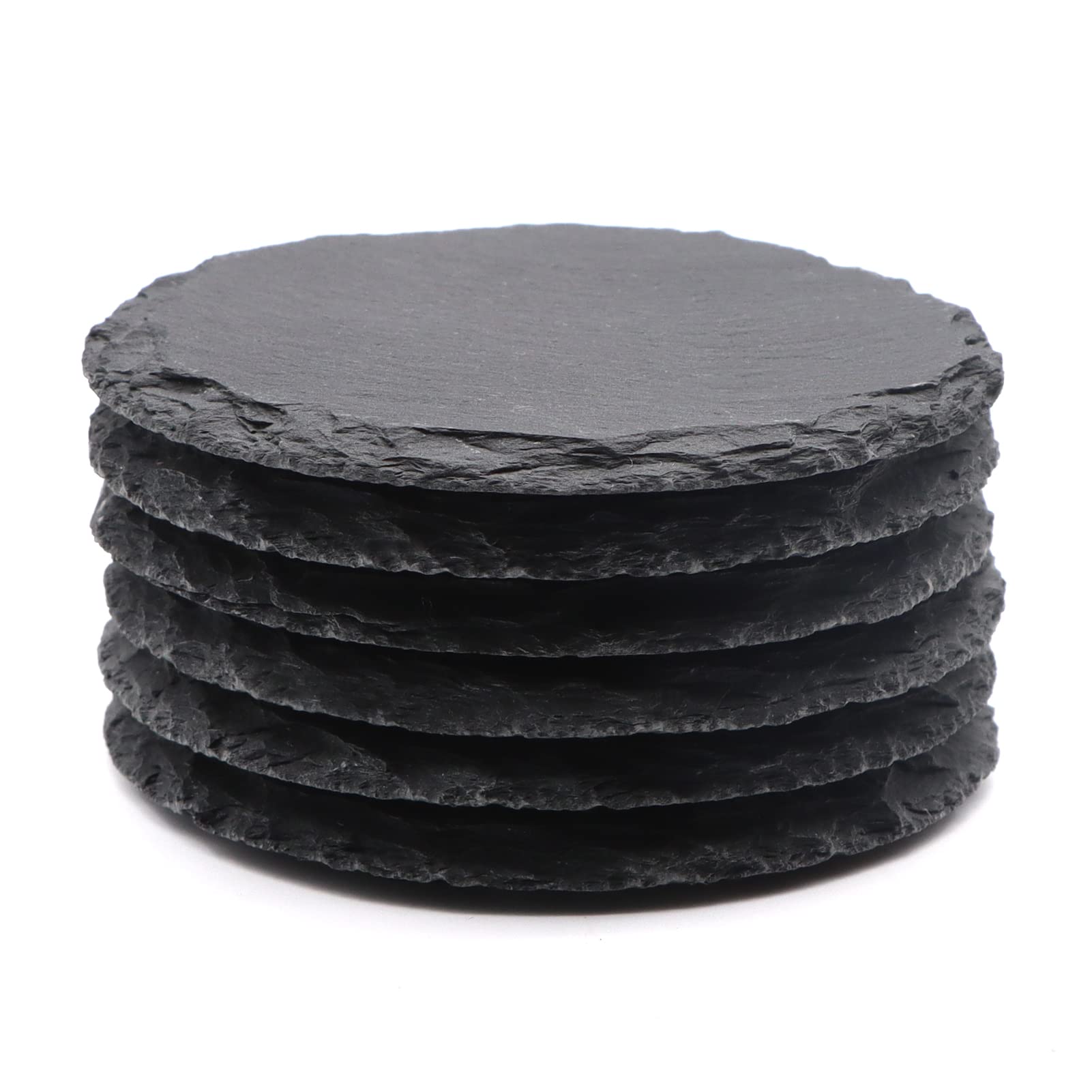 Amazon.com: 6 Pack Round Slate Drink Coasters, VIBRATITE 4 Inch Black ...