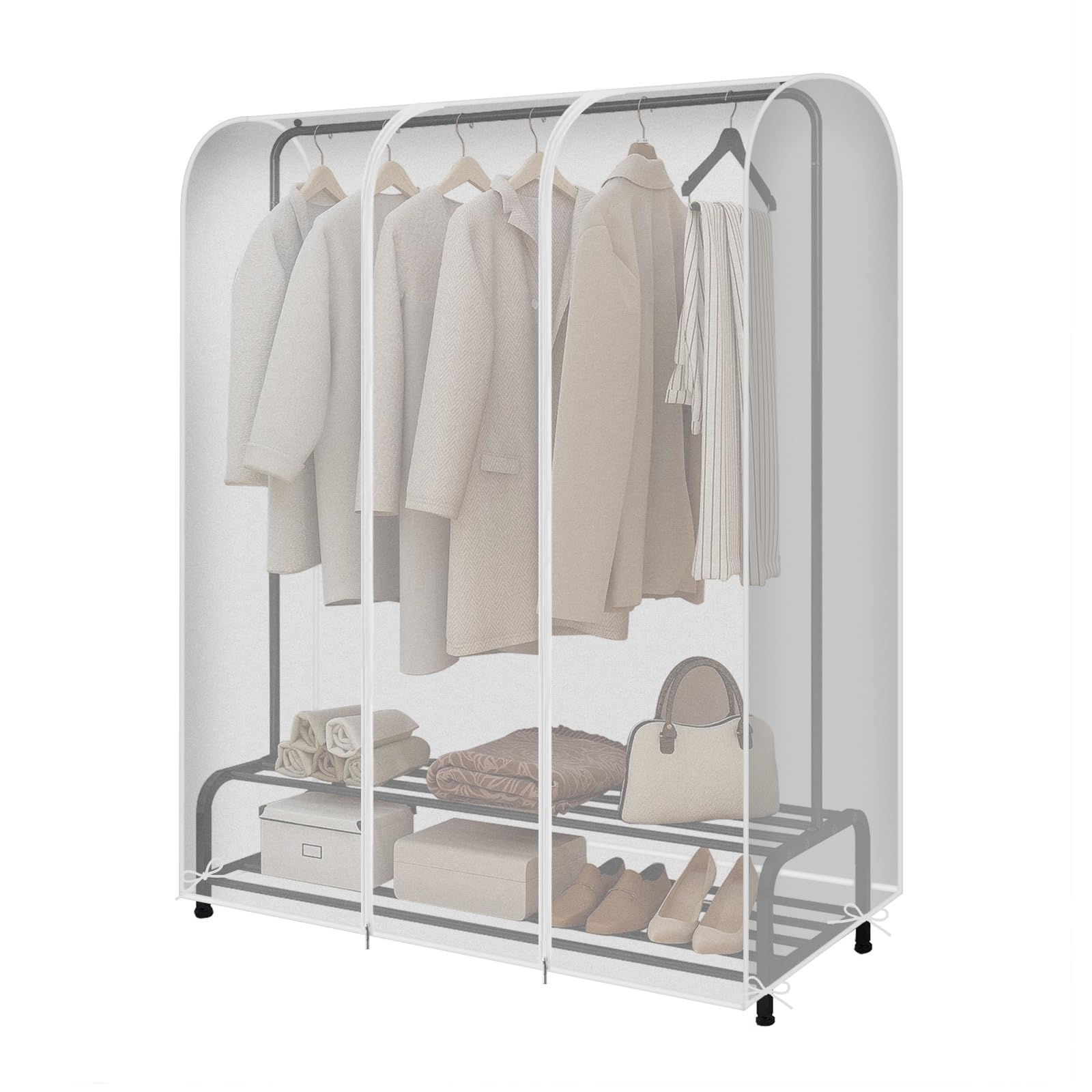 GQC PEVA Dustproof Clothes Rail Cover, 150 * 50 * 150 CM Clear Garment ...