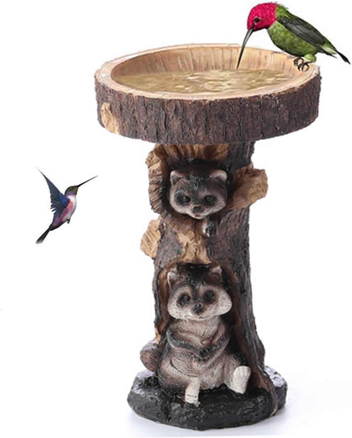 Amazon.com: Sunnydaze Staked Country Tree Stump Bird Bath with Solar ...