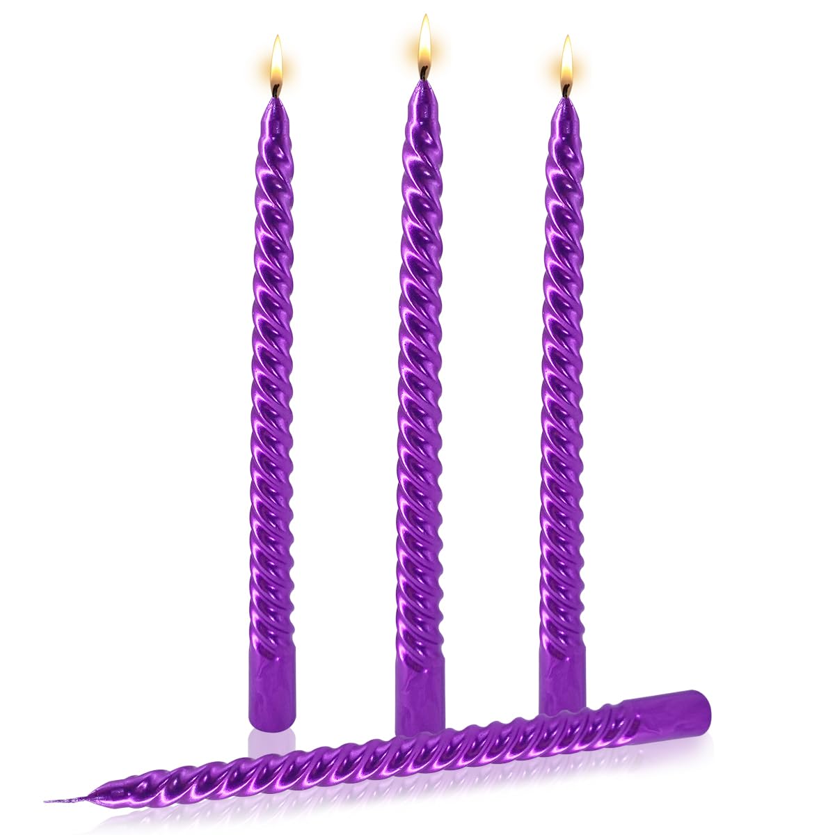 Amazon.com: Taper Candles Set of 4,Purple Glossy Metal-Look Long 10 ...