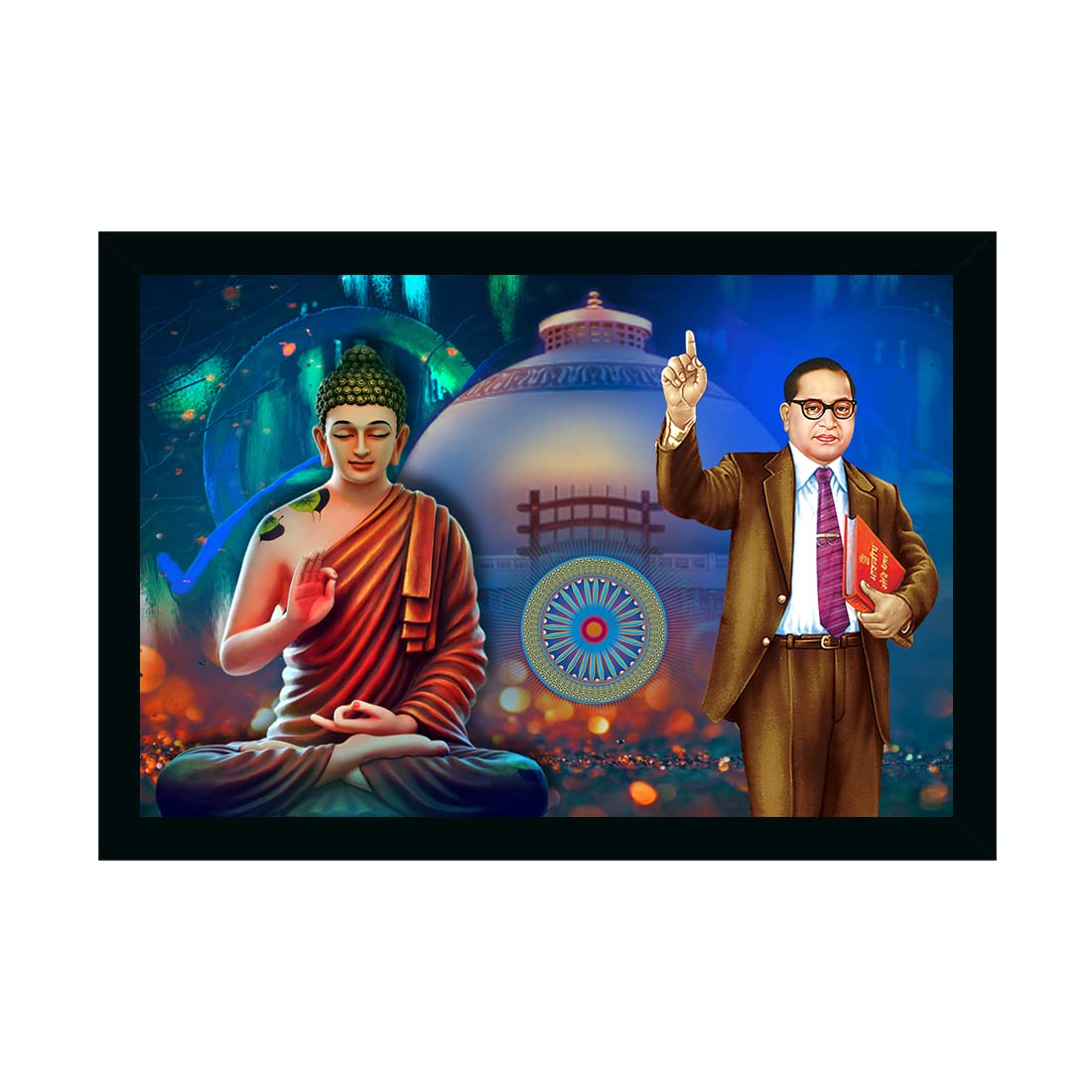 Dharvika Innovations Buddha Ambedkar Painting Vinyl Sparkle Coated Home ...