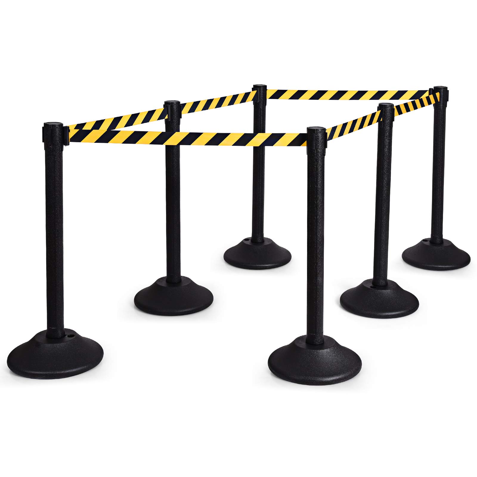 Buy GYMAX Retractable Belt Stanchion Set, Crowd Control Barrier with ...