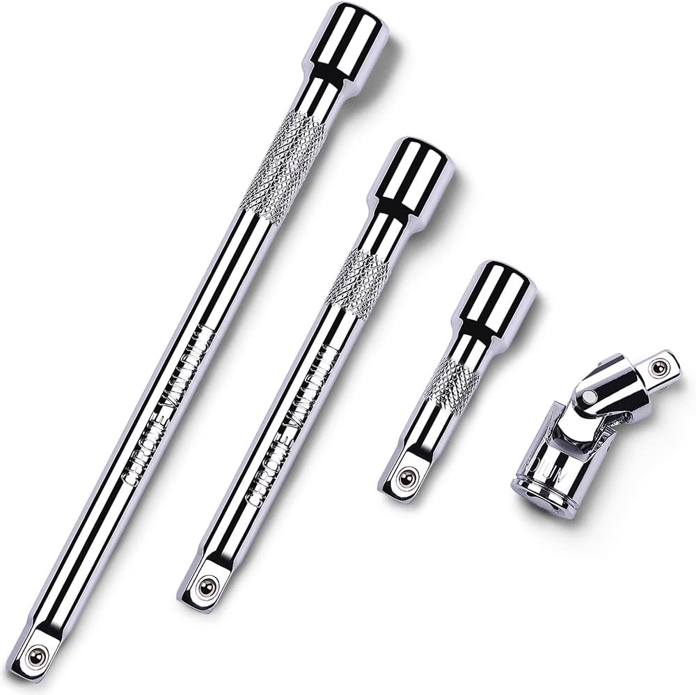 4 Piece 1/4 Inch Drive Extension Bar Set, 1/4 Inch Drive Socket Extension Set Includes 2, 4, and ...