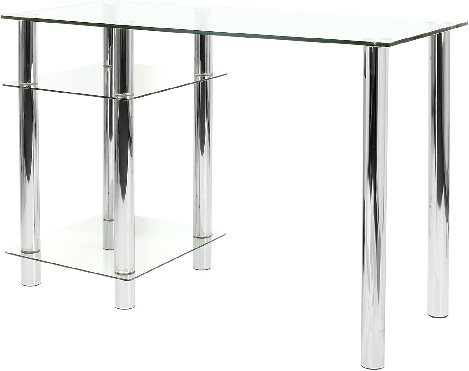 Hartleys Clear Glass Computer Desk with Shelves : Amazon.co.uk: Home ...