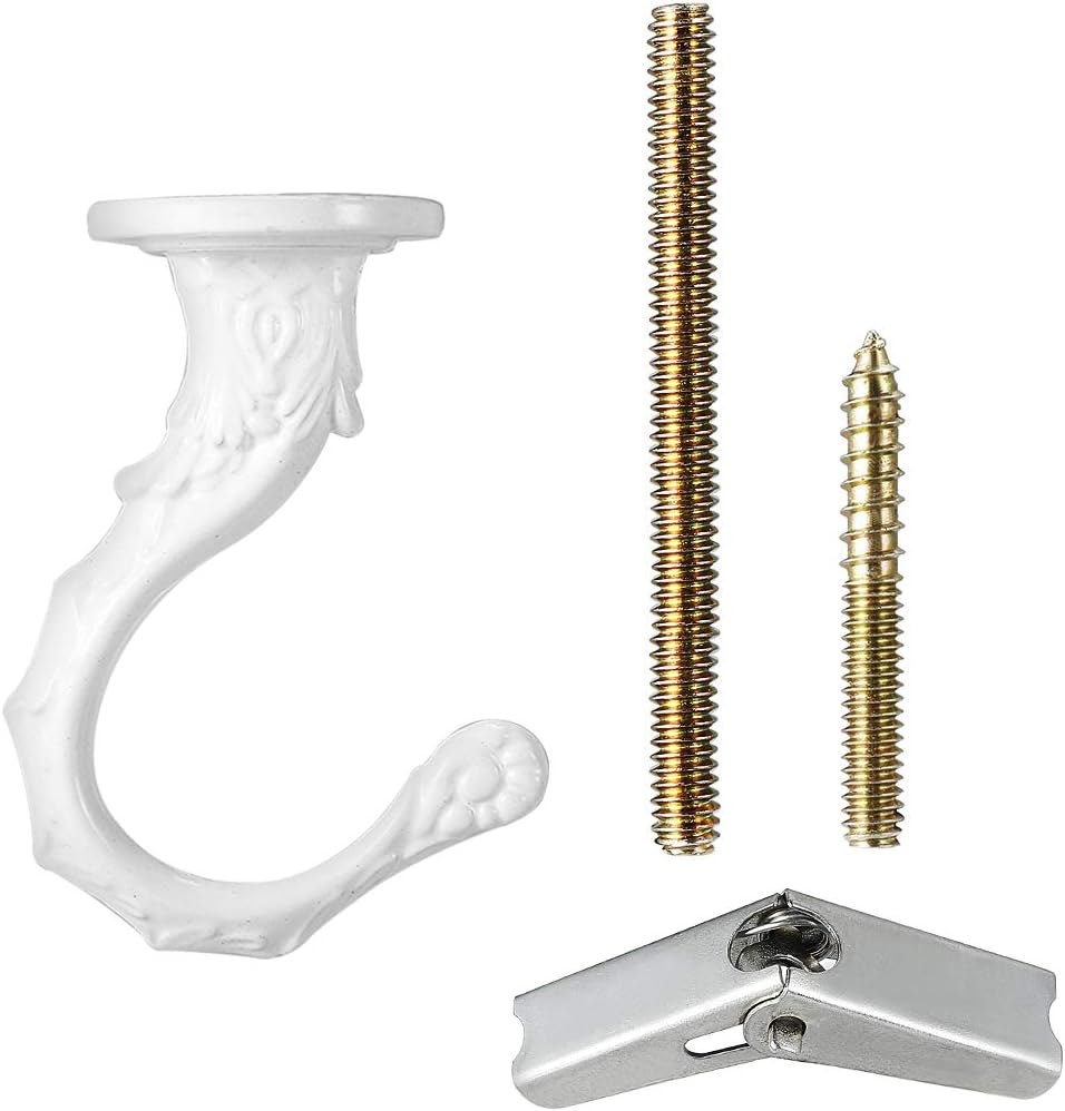 sourcing map 2 Pack Ceiling Hook Kit White Finish Plant Hanging Ceiling ...