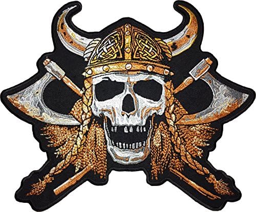 Amazon.com: Odin Large Large Back Embroidered Patch for Vest Iron On Viking Biker Patches Skull ...