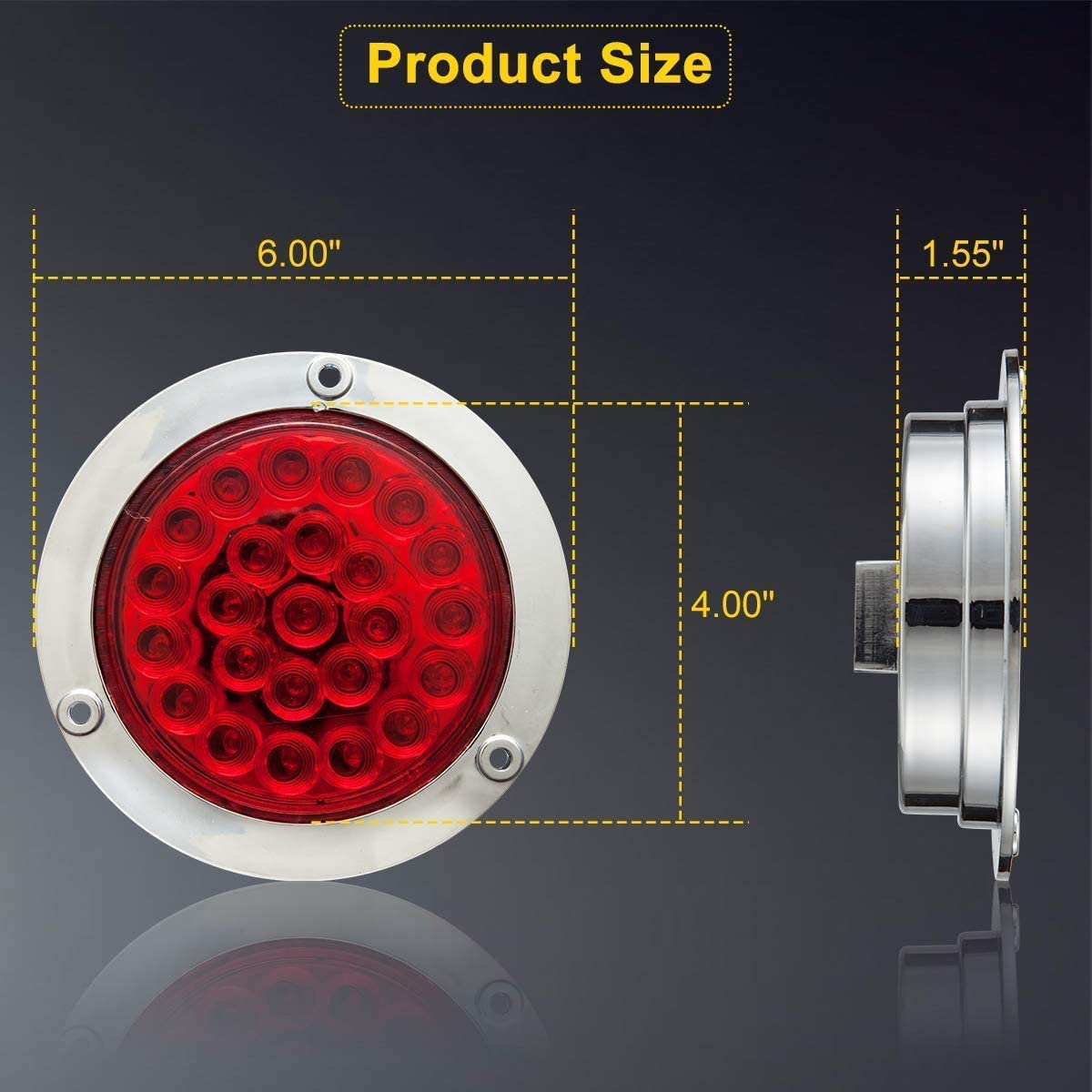Snapklik.com : Twins 4" LED Trailer Tail Lights, High Power 24 LED, 4 ...