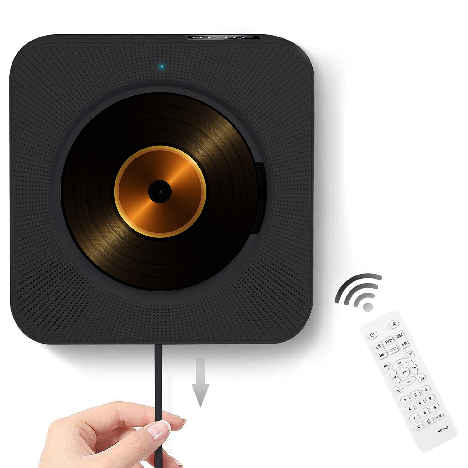 Buy KECAG CD Player Wall able Desk Bluetooth 4.2 with Display Timer USB ...