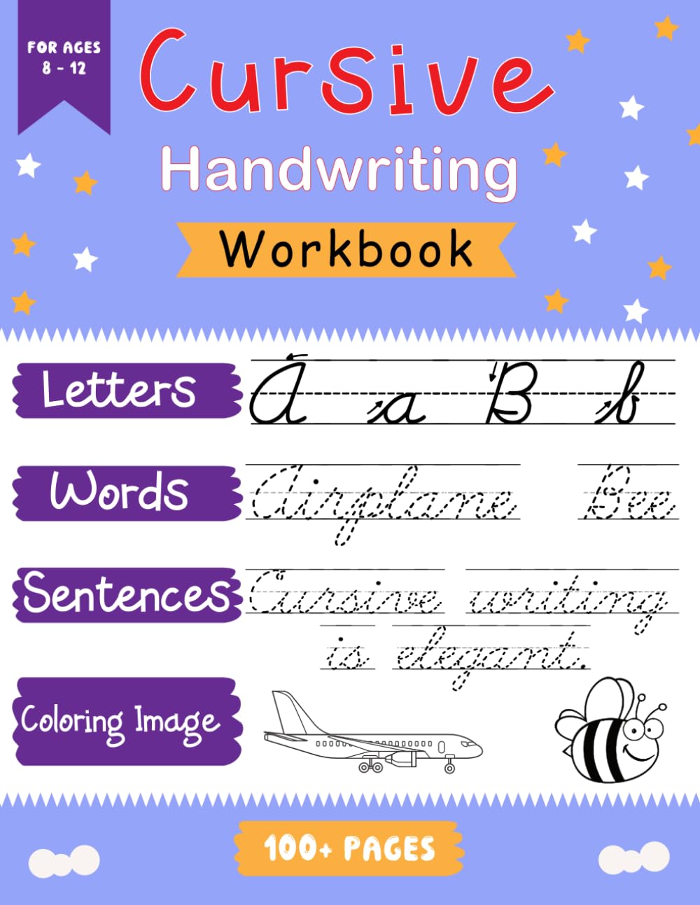 Cursive Handwriting Book for Kids Ages 8-12: Practice Workbook 4 in 1 ...