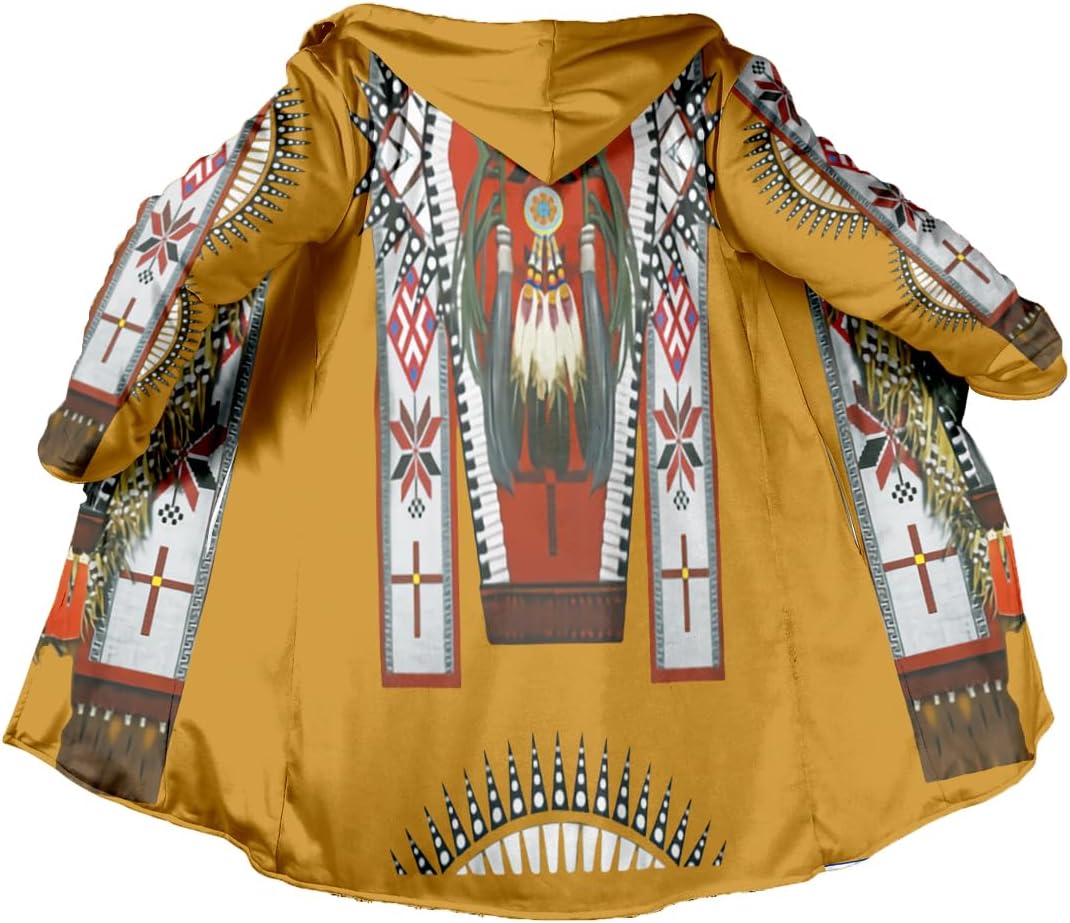 Amazon.com: Native Indian 3D Printed Thick Warm Hooded Cloak Men ...
