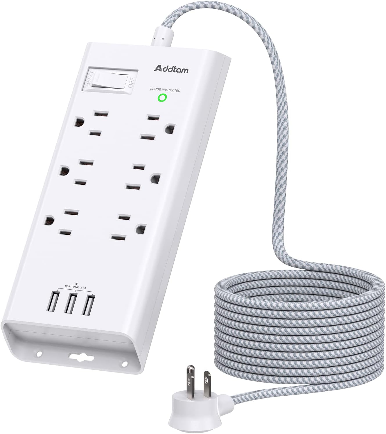 Amazon.com: Power Strip Surge Protector - Addtam 10Ft Long Extension ...