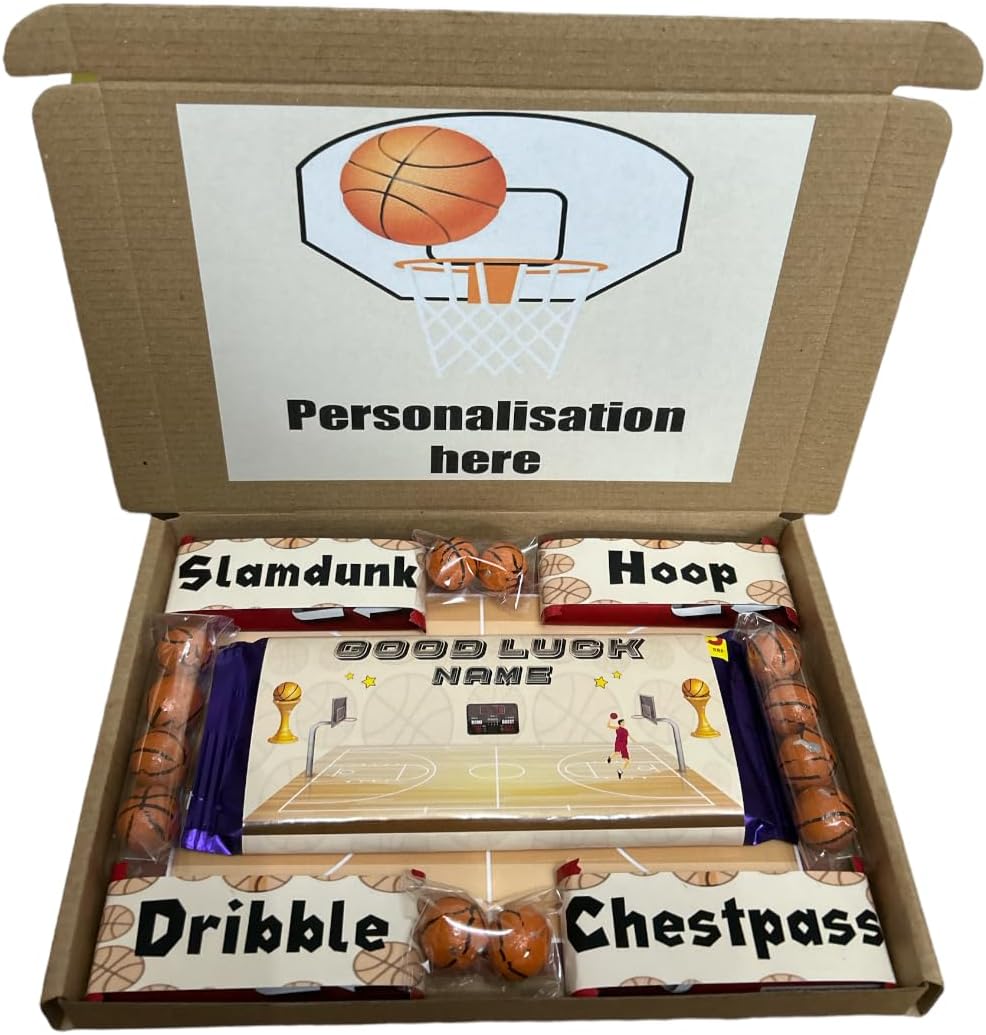 Personalised Good Luck basketball chocolate gift box : Amazon.co.uk ...
