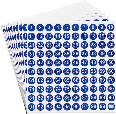 Amazon.com : dealzEpic - Blue Number Stickers 1 to 100 with Laminated ...