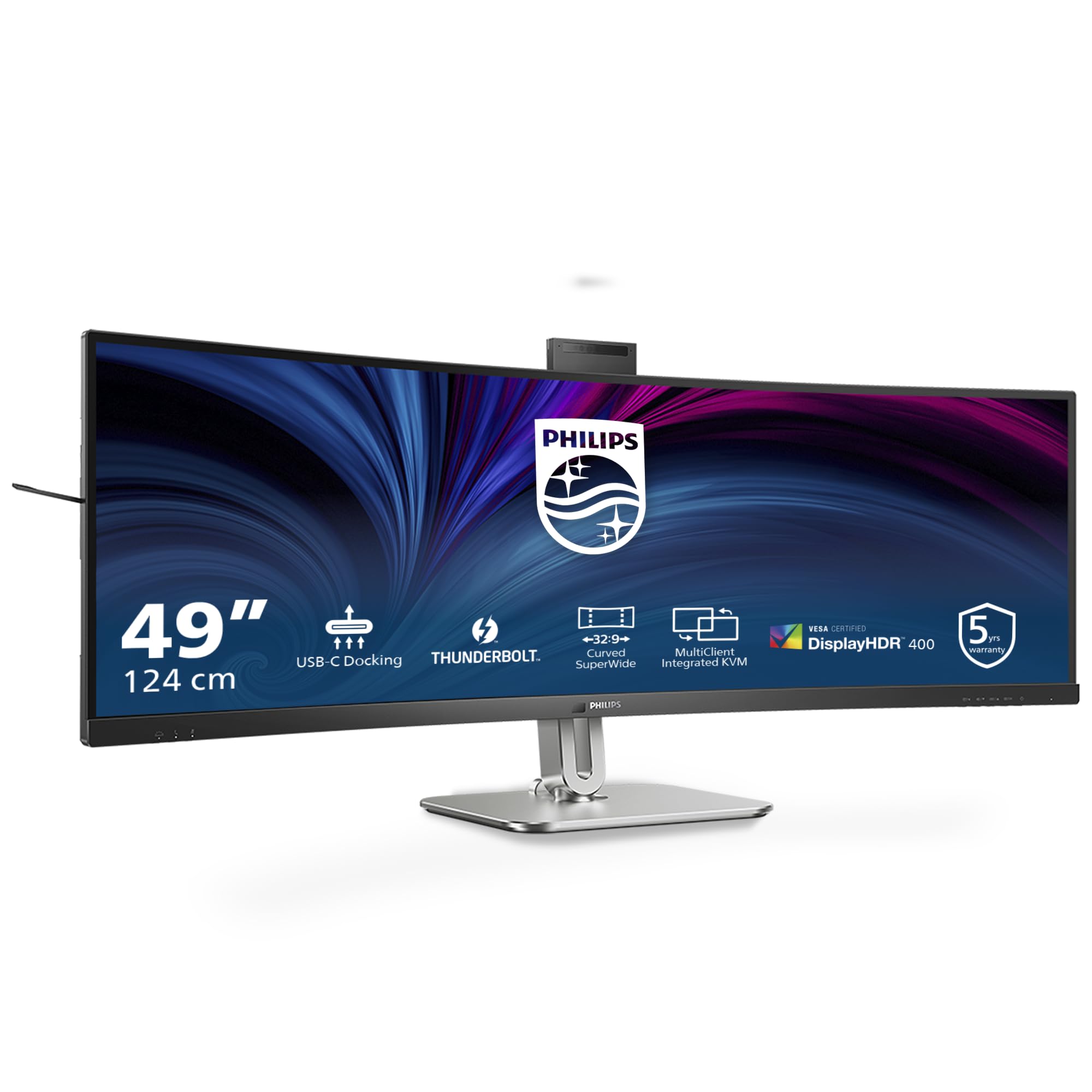 PHILIPS 49B2U6903CH - 49 inch DQHD curved monitor, webcam, microphone ...