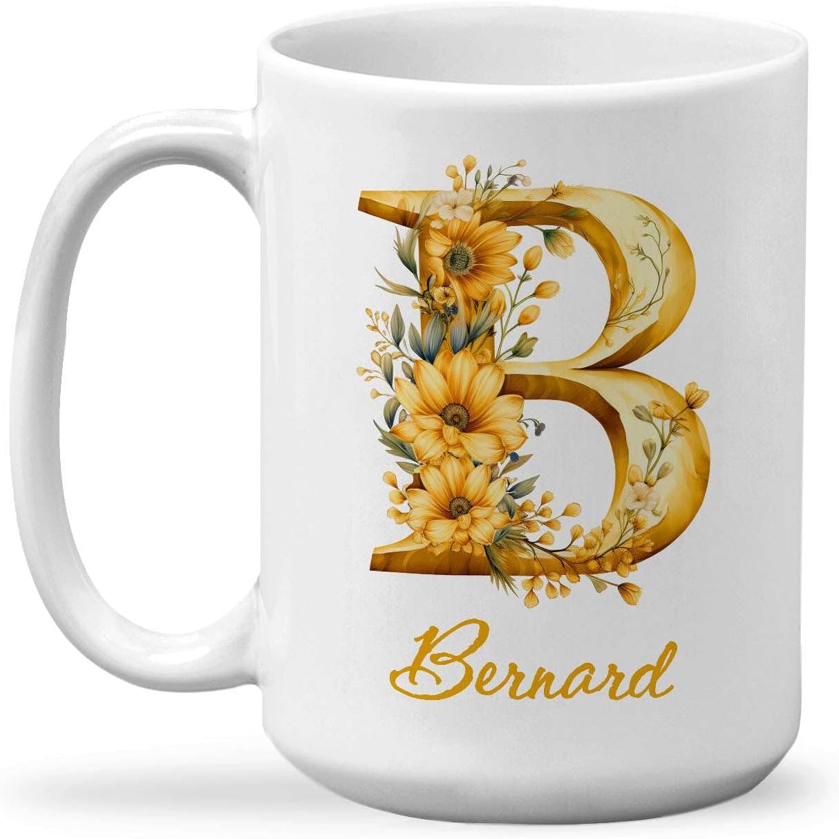 Amazon.com: Personalized Golden Letter B Alphabet Tea Mug - Unique ...