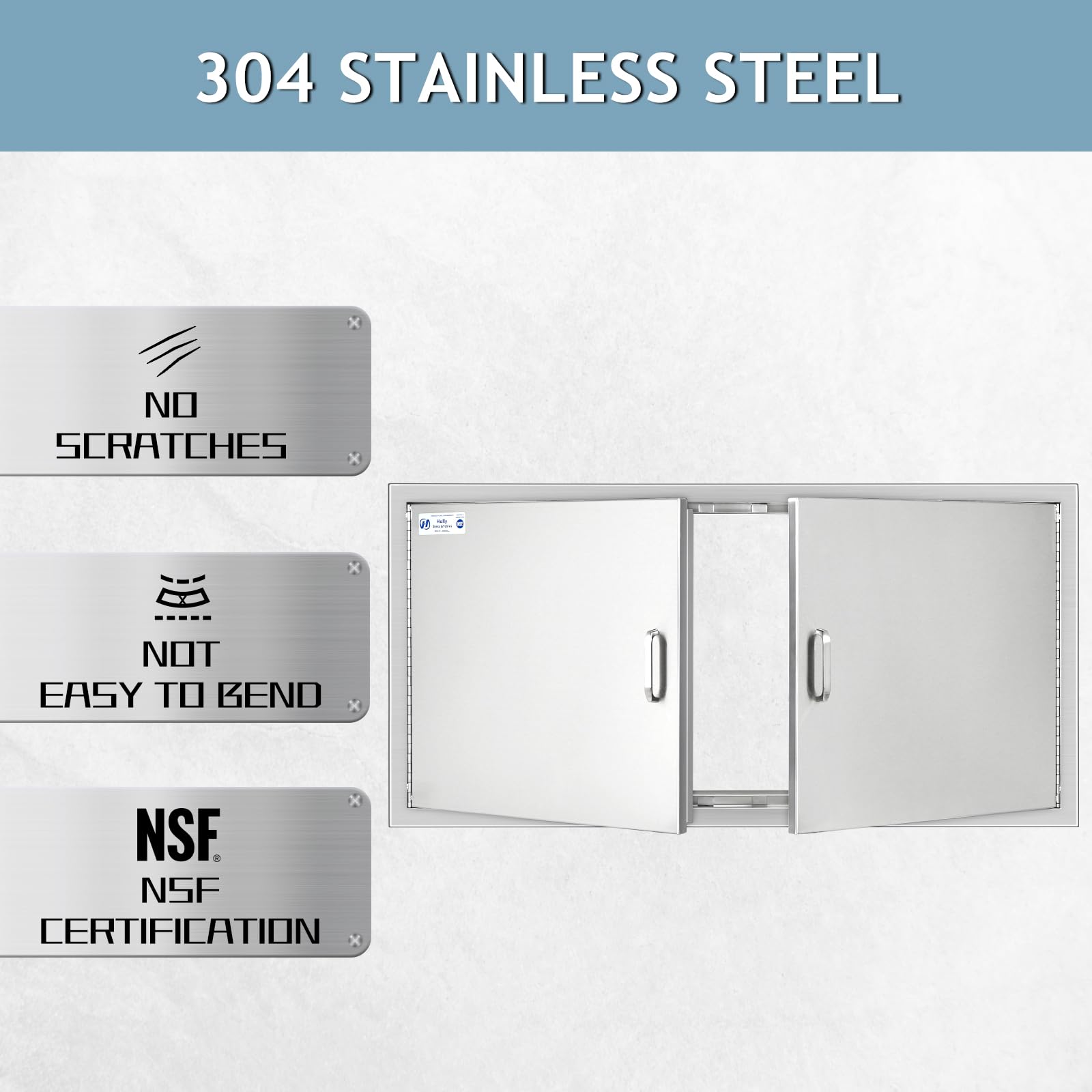 Hally BBQ Access Door 42" W x 21" H of 304 Stainless Steel Double Doors ...