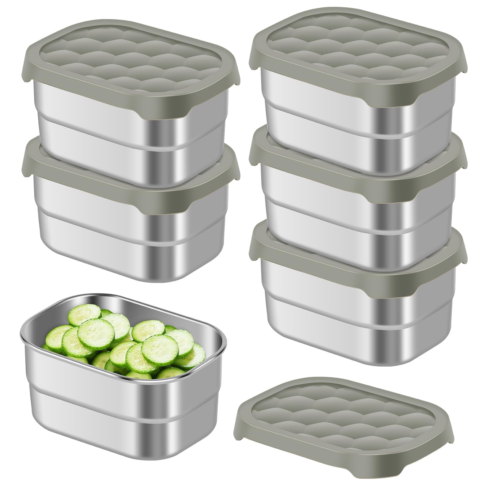 6Pcs 8OZ Stainless Steel Snack Container with Silicone Leakproof Lids ...