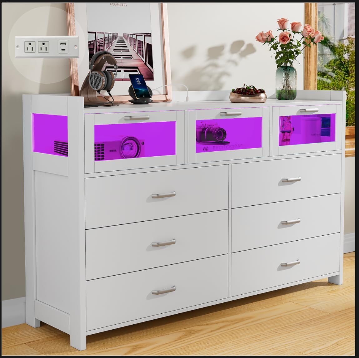 Amazon.com: Alohappy White Dresser for Bedroom, 9 Drawers Dresser with ...
