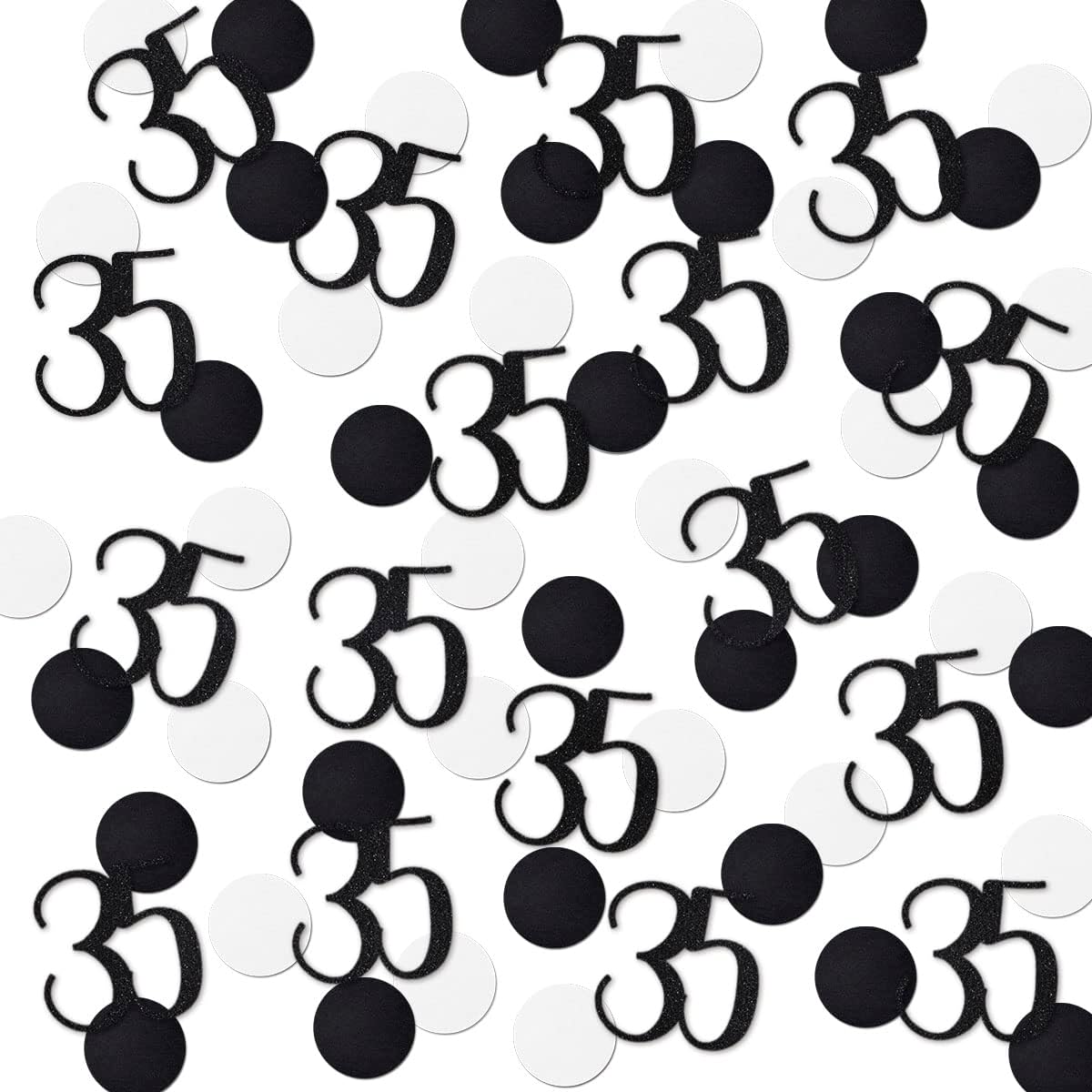 Amazon.com: Black Glitter 35 Confetti, 35th Birthday Number Confetti ...