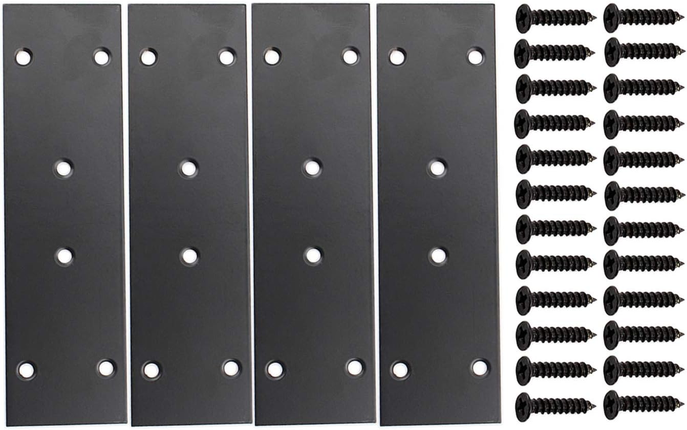 Amazon.com: 4 Pack Flat Straight Brace Brackets, ULIFESTAR Black ...