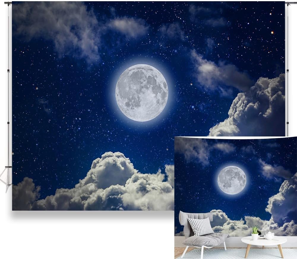 Amazon.com : CORFOTO Fabric 7x5ft Moon Backdrop Photography Full Moon ...