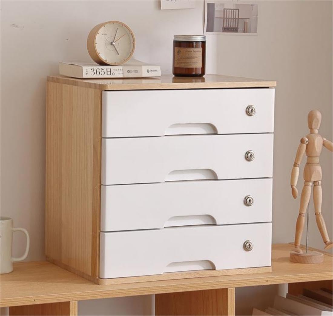 Amazon.com: HOLMZCED 4 Tiers Wooden Desktop Storage Cabinet, Tabletop ...