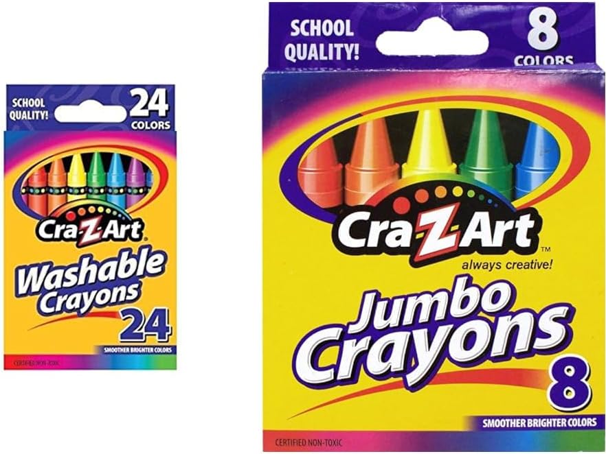 Amazon.com: Cra-Z-Art Washable Crayons, 24 Count & Jumbo Crayons, 8 ...