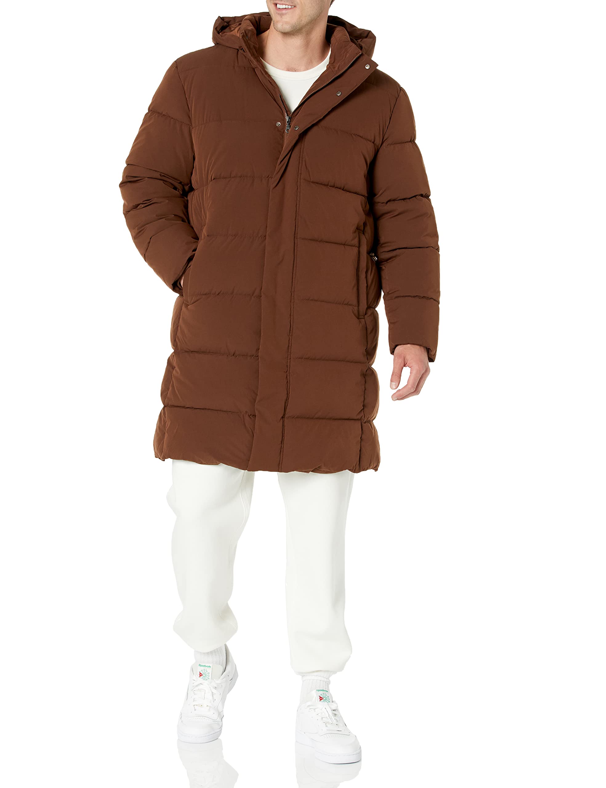 Amazon Essentials Men's Recycled Polyester Hooded Long Puffer