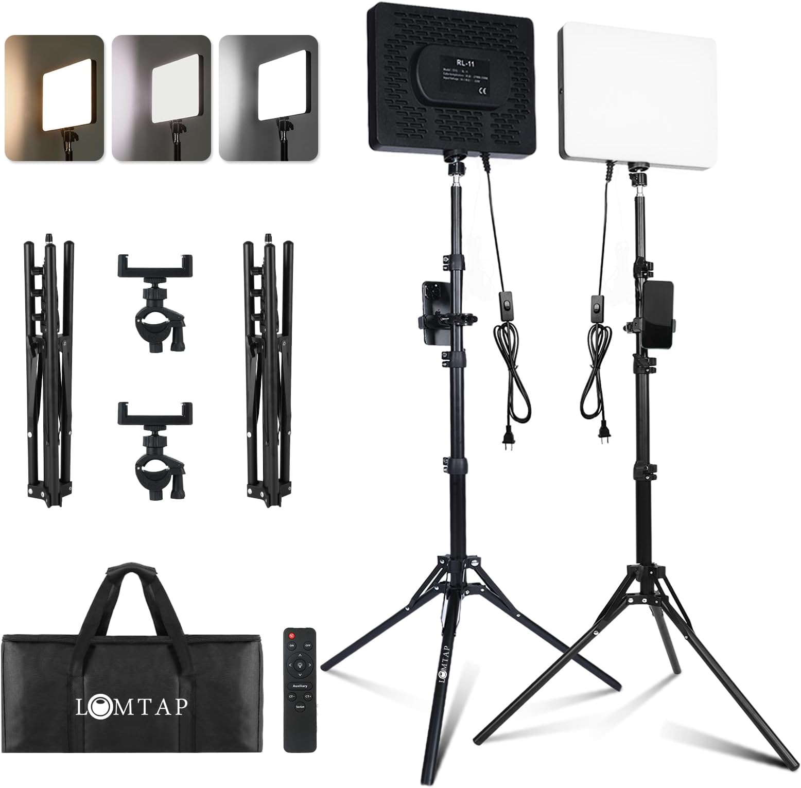 Amazon.com: UBeesize 2 Pack LED Video Light Kit, Photography Lighting ...