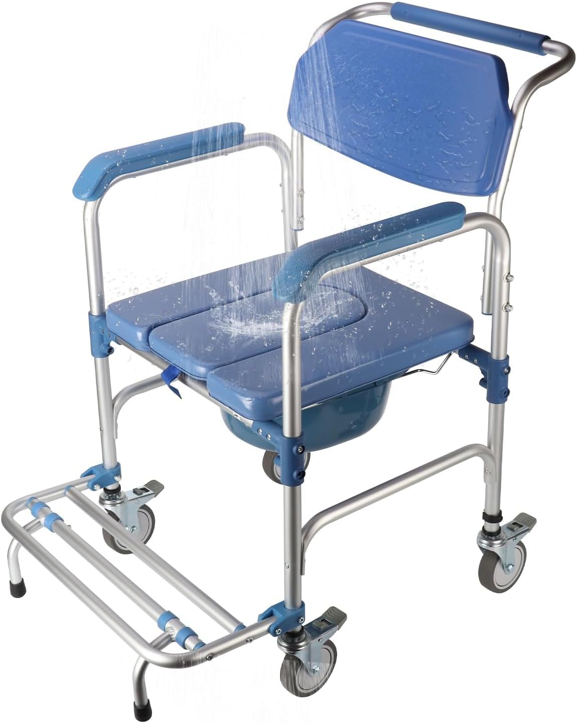 bimiti 4 in 1 Wheeled Commode Chair Mobile Toilet Chair Waterproof ...