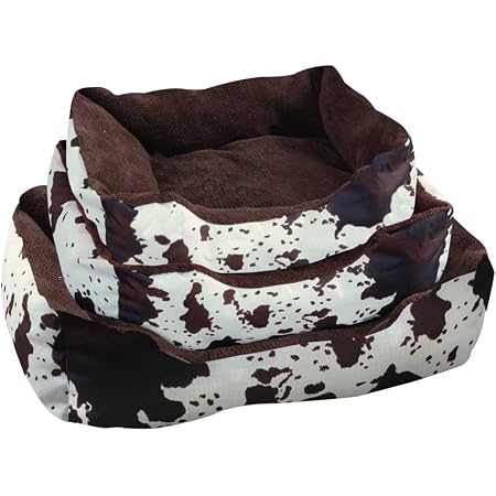 Amazon.com : Cow Print Chocolate Sherpa Lined Dog Bed : Pet Supplies