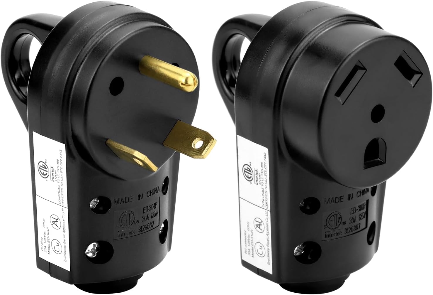 Amazon.com: QWORK 30 Amp Male and Female Plug Set, RV Electrical Camper ...