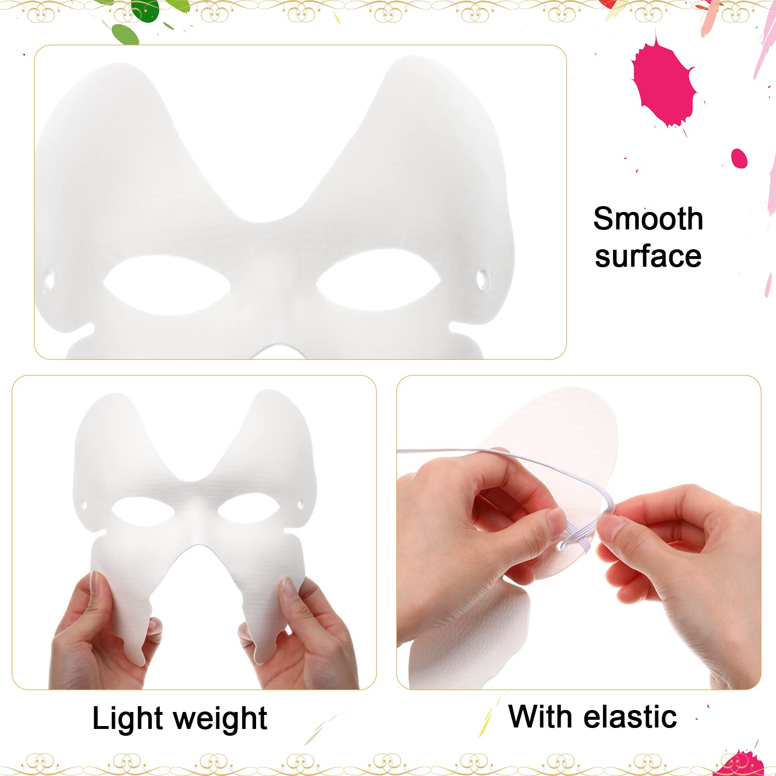 Snapklik.com : 50 Pcs Paper Mache Masks Bulk DIY Blank Mardi Gras Mask ...