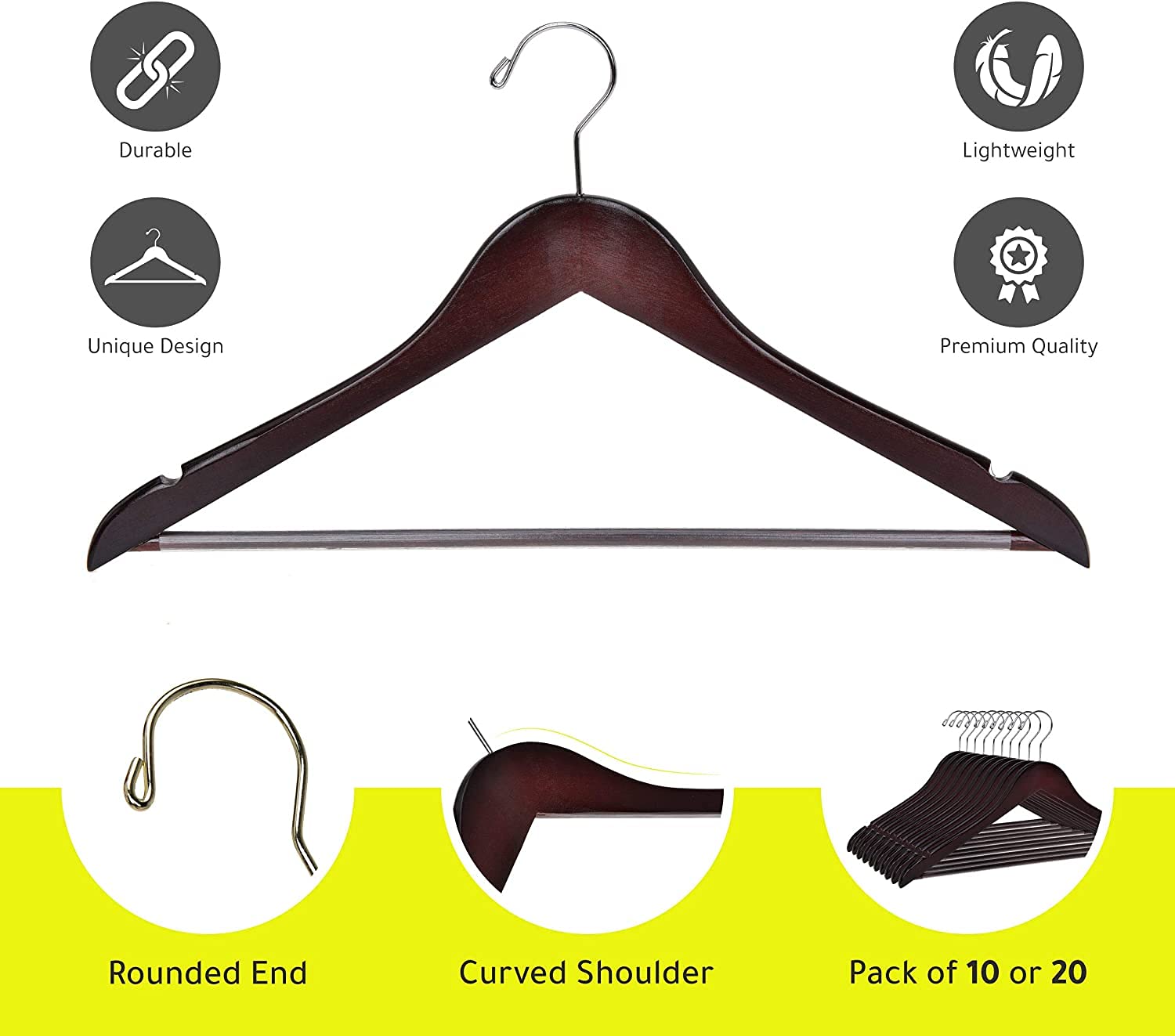 Snapklik.com : Quality Wooden Hangers - Slightly Curved Hanger 30-Pack ...