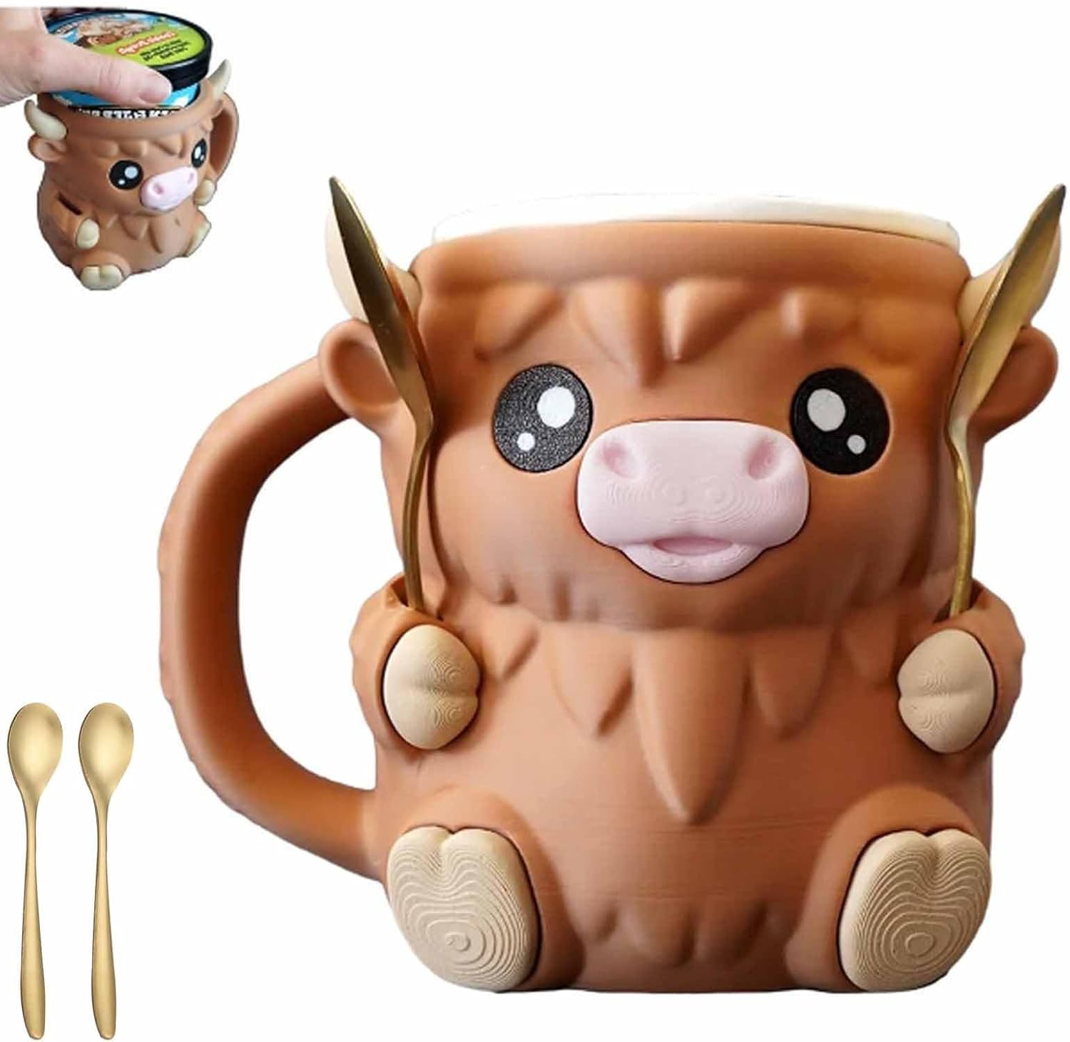 Amazon.com | lagine Highland Cow Ice Pint Holder, Cute Ice Cream Pint ...