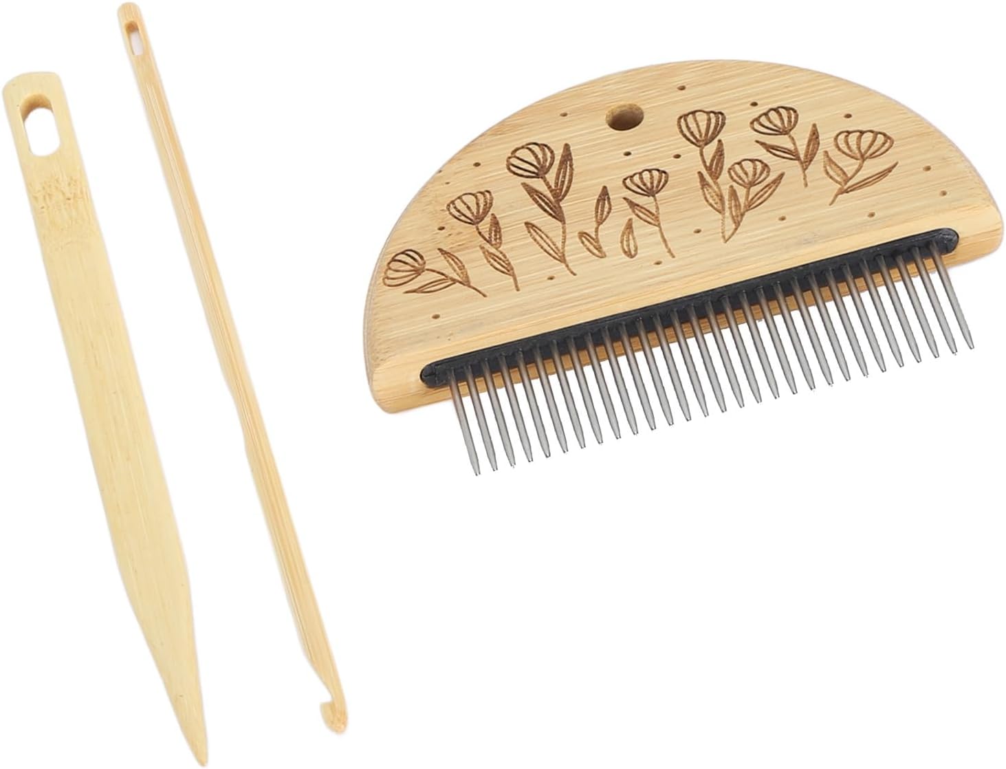 Wooden Comb Weaving Kit Professional Large Eye Wooden Comb 4mm Crochet ...