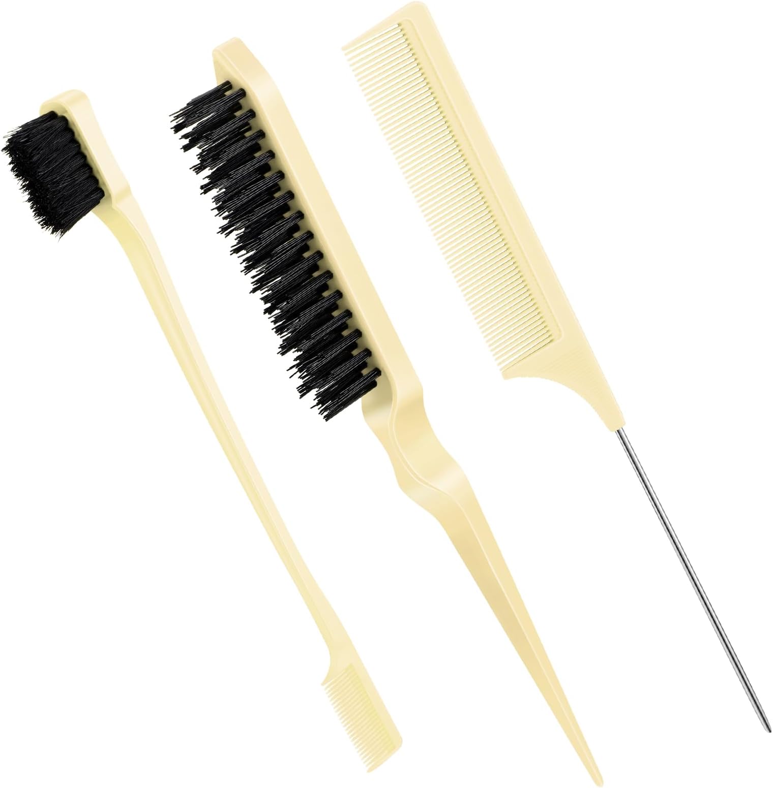 Amazon.com : Geiserailie 3 Pcs Slick Back Hair Brush Set Bristle Hair ...