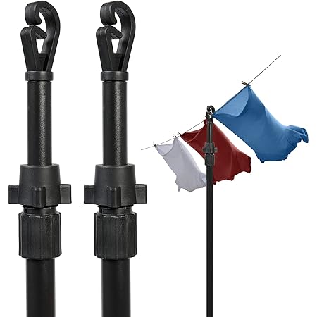 2PCS Washing line Prop，Heavy Duty Metal Extendable Clothes Line Pole ...